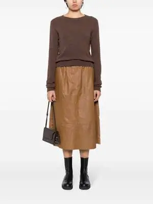 YVES SALOMON Elasticated Waistband Leather Skirt
