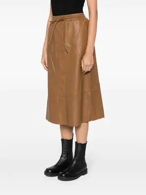YVES SALOMON Elasticated Waistband Leather Skirt