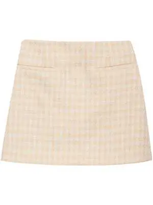 ANINE BING Vanessa Houndstooth Tweed Miniskirt - Neutrals