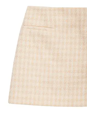 ANINE BING Vanessa Houndstooth Tweed Miniskirt - Neutrals