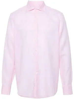 Canali Spread-collar Linen Shirt