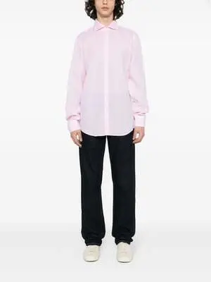 Canali Spread-collar Linen Shirt
