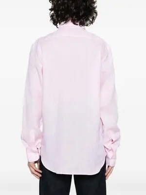 Canali Spread-collar Linen Shirt