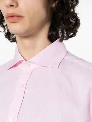 Canali Spread-collar Linen Shirt