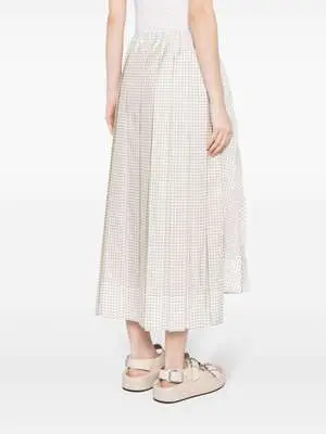 Plan C Grid-pattern Taffeta Midi Skirt