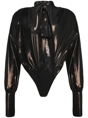 LAQUAN SMITH Pussy-bow Draped Bodysuit