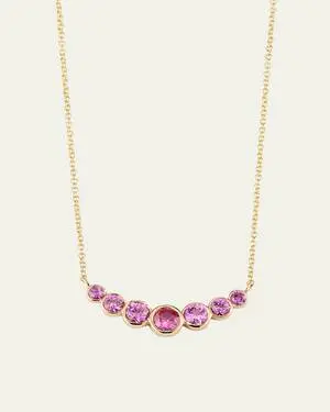 SYDNEY EVAN 14k Graduated Bezel Curve Bar Necklace With Sapphires