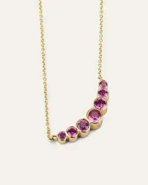 SYDNEY EVAN 14k Graduated Bezel Curve Bar Necklace With Sapphires