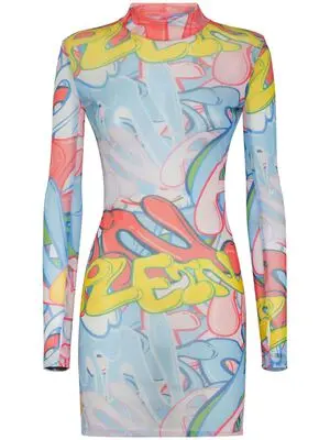 Philipp Plein Bombing Graffiti-print Mini Dress