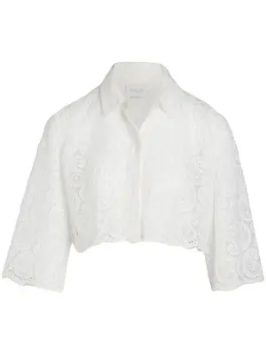 Giambattista Valli Paisley Macramé Cropped Blouse