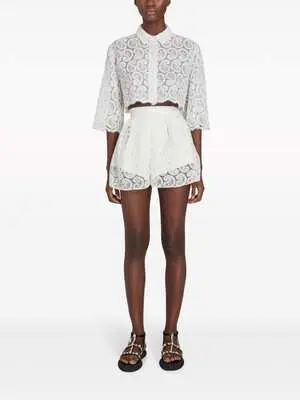 Giambattista Valli Paisley Macramé Cropped Blouse