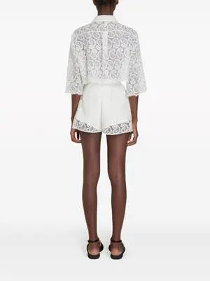 Giambattista Valli Paisley Macramé Cropped Blouse