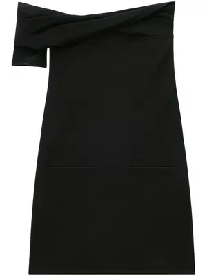 COURREGES Twist-front Off-shoulder Crepe Minidress - Black