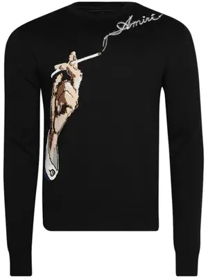 AMIRI Intarsia-knit Logo-embroidered Sweater
