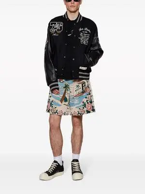 Amiri Intarsia Knit Logo Embroidered Crew Neck Sweater