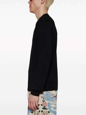 Amiri Intarsia Knit Logo Embroidered Crew Neck Sweater
