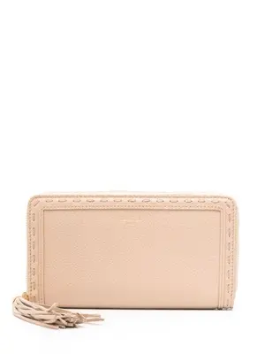 LANCEL Zip-up Leather Wallet - Neutrals
