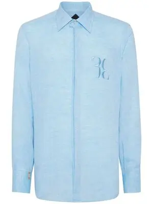 BILLIONAIRE Monogram-embroidered Linen Shirt