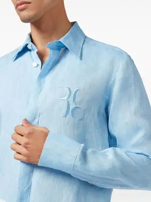 BILLIONAIRE Monogram-embroidered Linen Shirt
