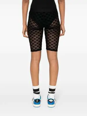 Palm Angels Flocked-logo Mesh Cycling Shorts