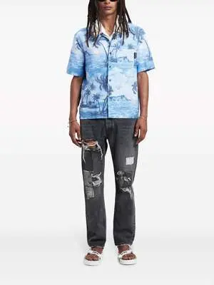 Palm Angels Sunset-print Linen-blend Shirt