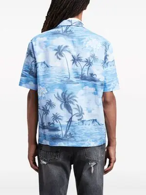 Palm Angels Sunset-print Linen-blend Shirt