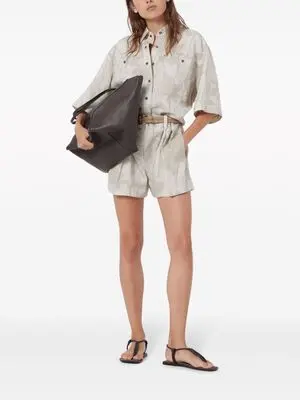 Brunello Cucinelli Linen Floral Print Bermuda Shorts