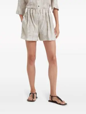 Brunello Cucinelli Linen Floral Print Bermuda Shorts