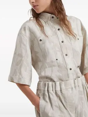 Brunello Cucinelli Linen Floral Print Bermuda Shorts