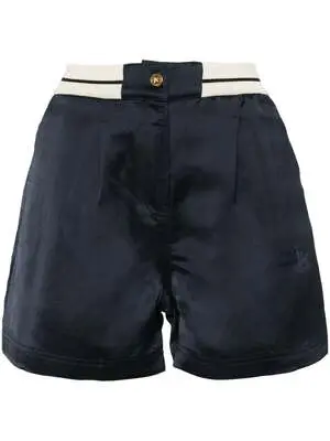 Palm Angels Monogram-embroidered Satin-weave Shorts - Blue