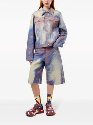 Camper Swirl-print Denim Shorts - Purple