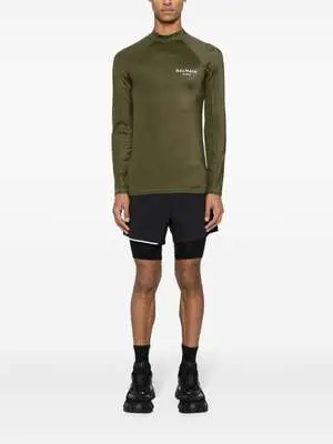 Balmain Logo-print Long-sleeve T-shirt - Green
