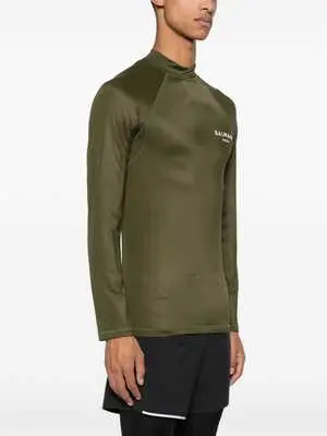 Balmain Logo-print Long-sleeve T-shirt - Green
