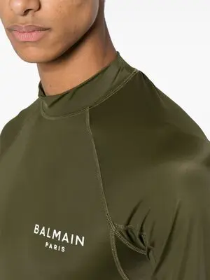 Balmain Logo-print Long-sleeve T-shirt - Green