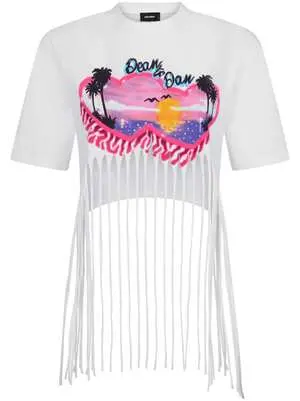 Dsquared2 Graphic-print Fringed T-shirt