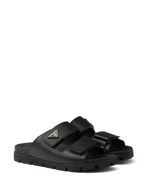 Prada Leather Strap Sandals - Black
