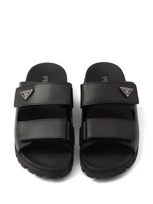 Prada Leather Strap Sandals - Black