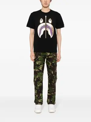 A BATHING APE Shark Print Cotton T-shirt - Black