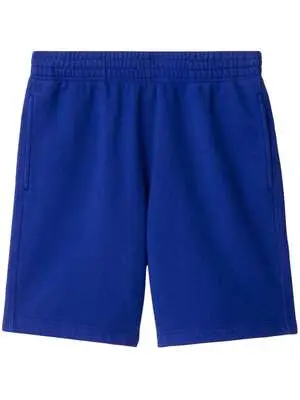 Burberry Equestrian Knight Appliqué Cotton Shorts - Blue