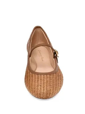 GIANVITO ROSSI Carla Raffia Ballet Pumps - Brown