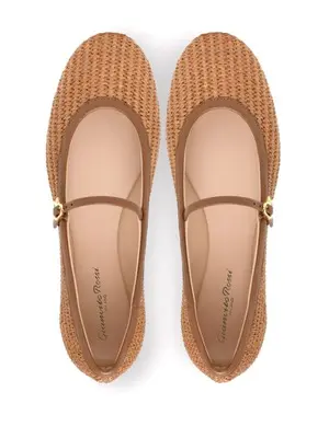 GIANVITO ROSSI Carla Raffia Ballet Pumps - Brown