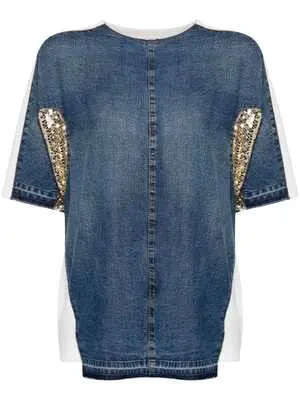 UNDERCOVERISM Sequin-detail Denim T-shirt - Blue