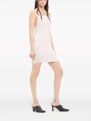 COURREGES Buckle-strap Ribbed-knit Dress - Neutrals