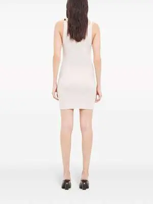COURREGES Buckle-strap Ribbed-knit Dress - Neutrals