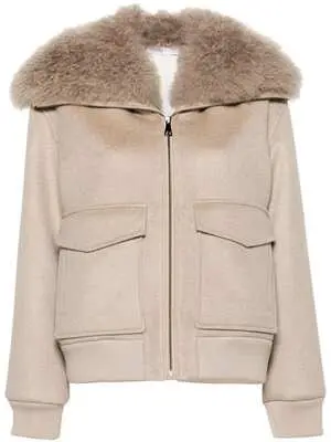 LISKA Cashmere Bomber Jacket - Neutrals