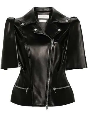 Alexander McQueen Knotted Bow Leather Biker Vest