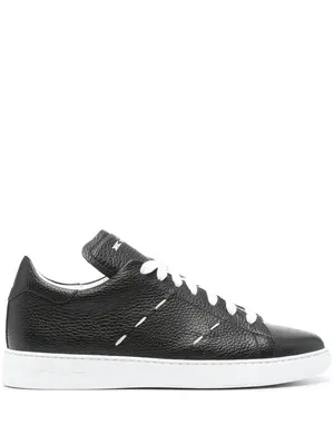 Kiton Seam-detail Leather Sneakers - Black
