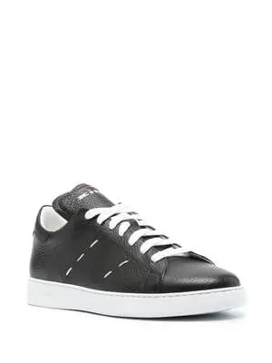 Kiton Seam-detail Leather Sneakers - Black