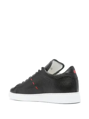 Kiton Seam-detail Leather Sneakers - Black