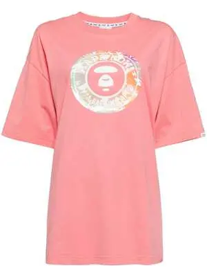 A BATHING APE Aape * Graphic-print Cotton T-shirt - Pink
